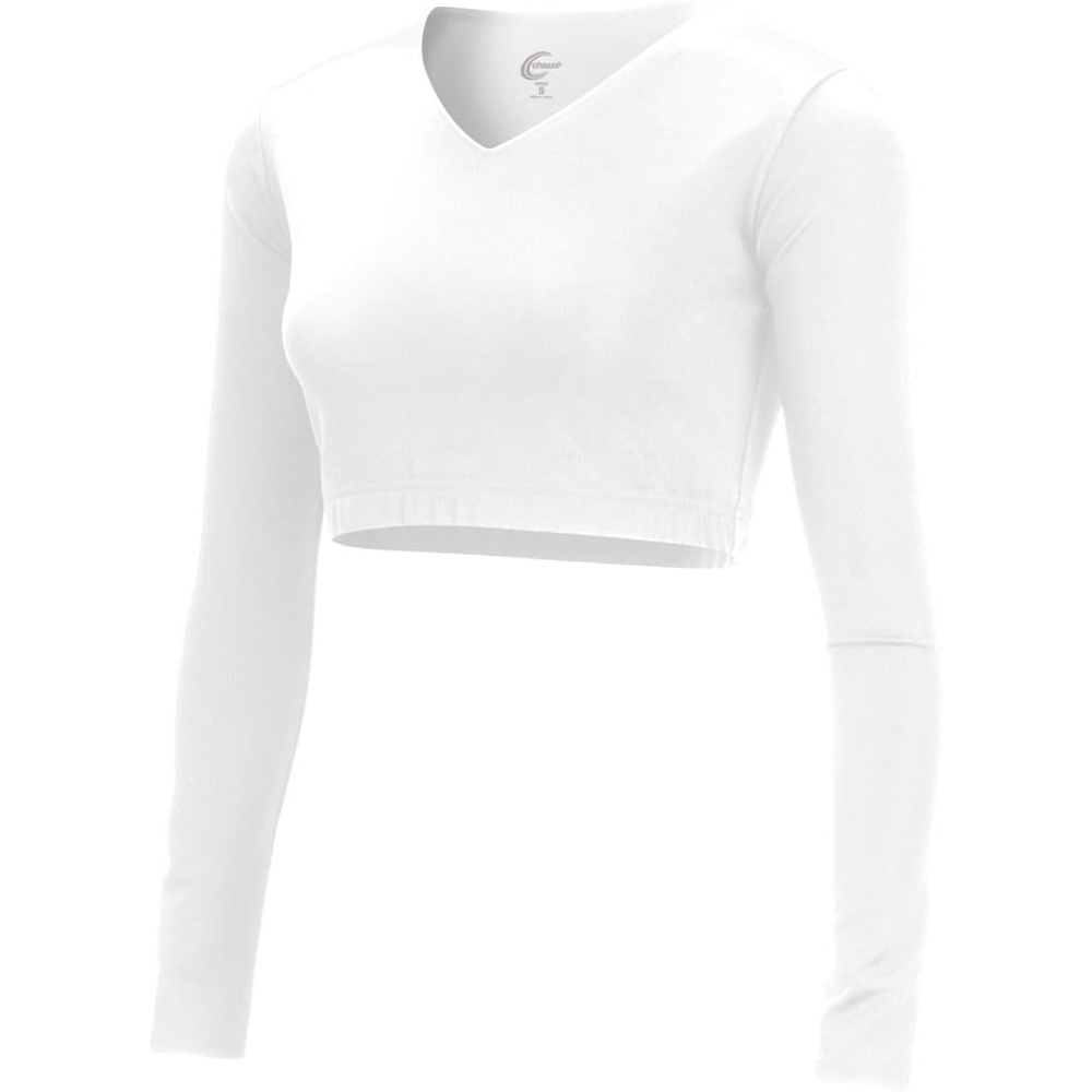 chassé Cheer Cropped V-Neck Liner for Girls & Women, 4-Way Stretch ...