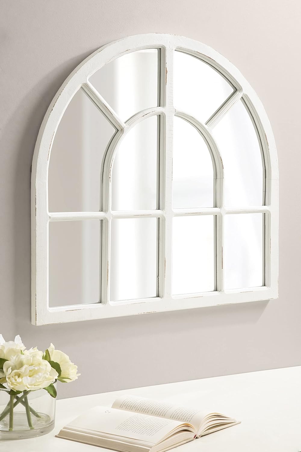Kate and Laurel Boldmere Modern Farmhouse Wide Windowpane Arched Mirror ...