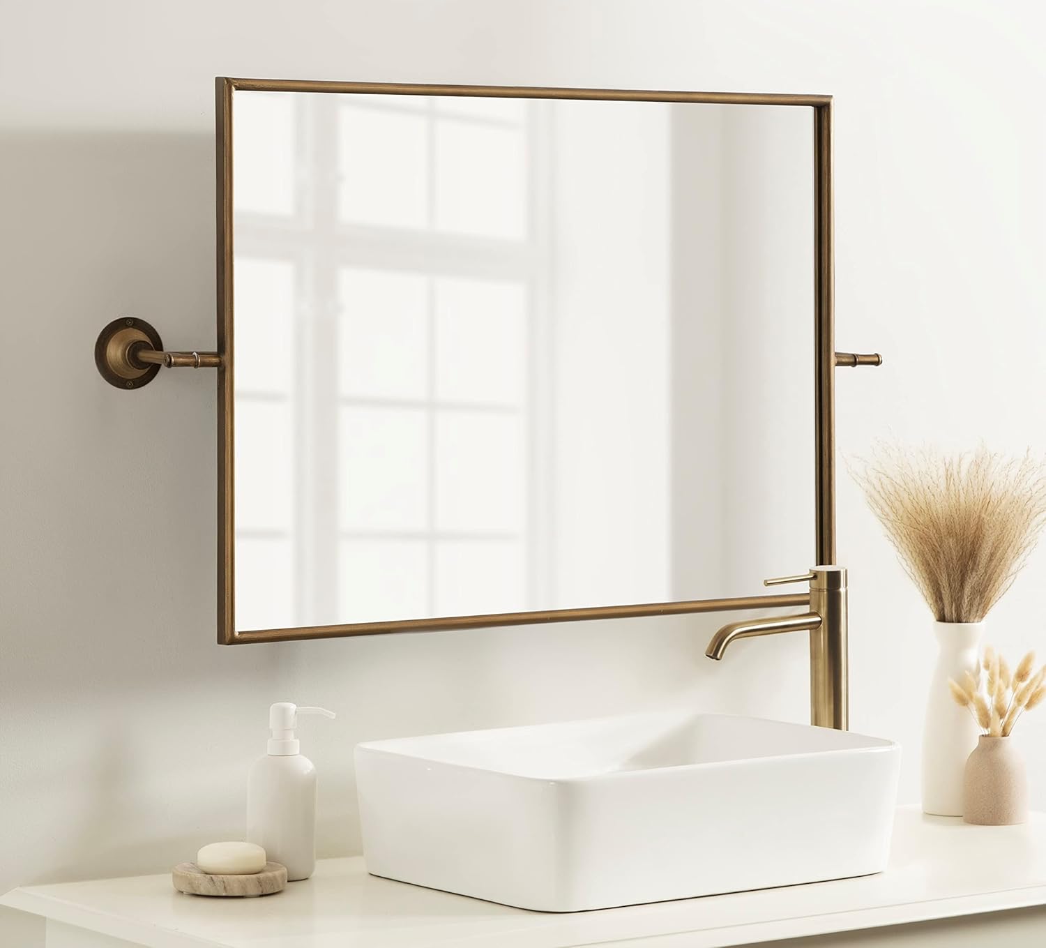 Kate and Laurel Darbridge Farmhouse Rectangle Pivot Mirror, 24 x 40 ...