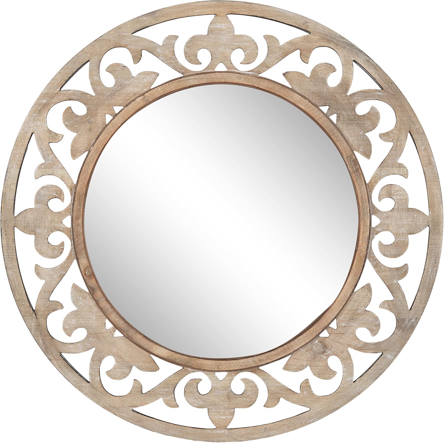 Kate and Laurel Shovali Rustic Round Wall Mirror, 32 Inch Diameter ...