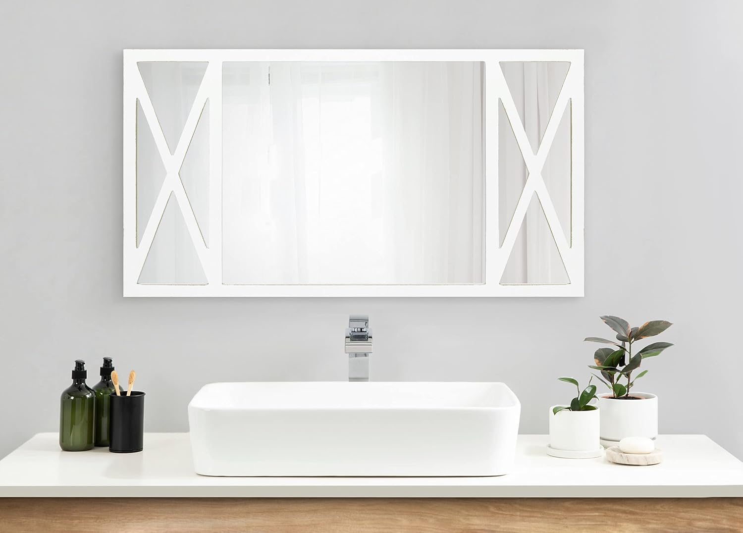 Kate and Laurel Thacker Farmhouse Mirror, 22 x 40, White, Decorative ...