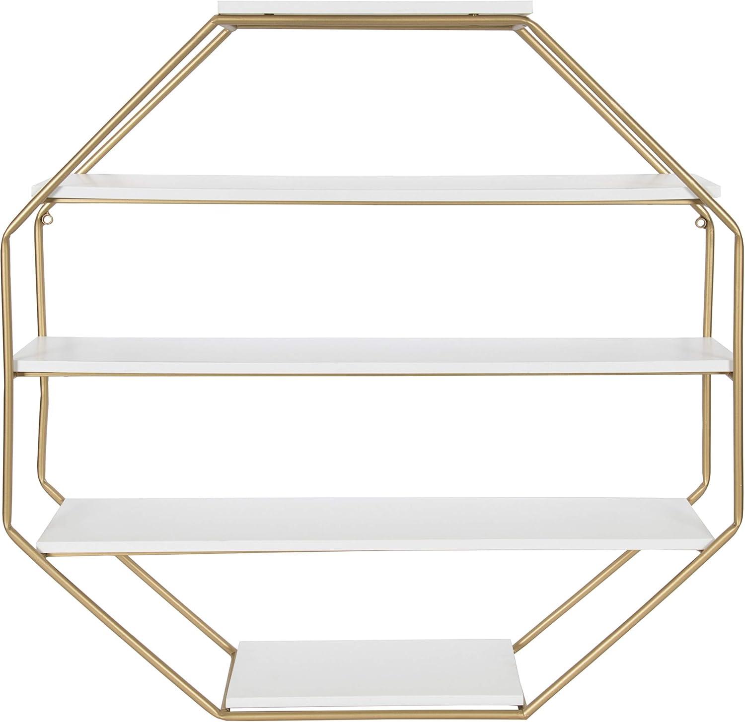 Kate and Laurel Lintz Large Octagon Shaped Floating Wood Book Shelves ...