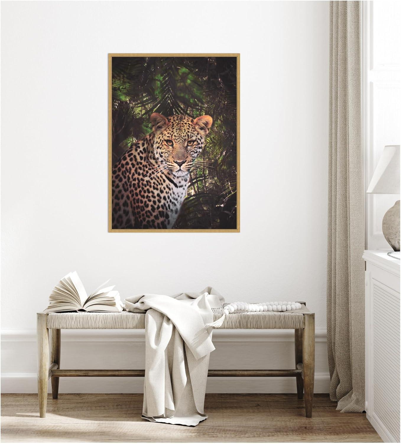 Kate and Laurel Moody Leopard In The Rainforest Color Framed Canvas ...
