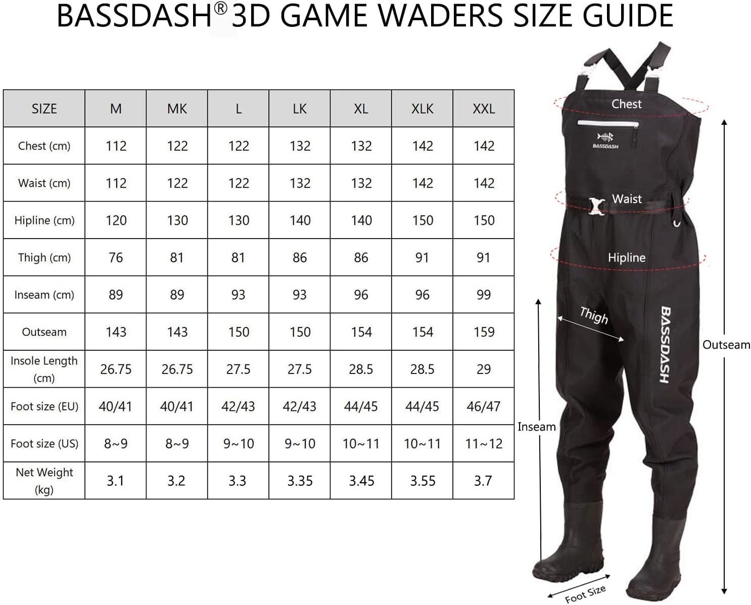 Snow Pants Bassdash Ultra High Nylon PVC Chest Waders With Boots ...