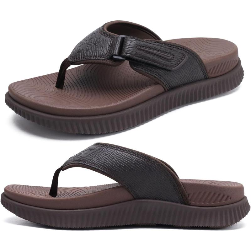 KuaiLu Mens Orthotic Flip Flops Men’s Recovery Walking Sandals ...